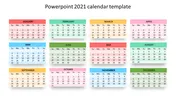 Editable PowerPoint Monthly Calendar Template - Multicolor