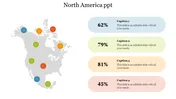 Creative North America Continent Map PowerPoint Slide