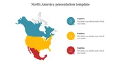 Creative North America Continent Map PowerPoint Slide
