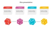 Editable Dice PPT Presentation Template on Four Nodes