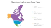 Creative North America Continent Map PowerPoint Slide