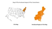Map Of The Northeast Region Of The US Google Slides Themes