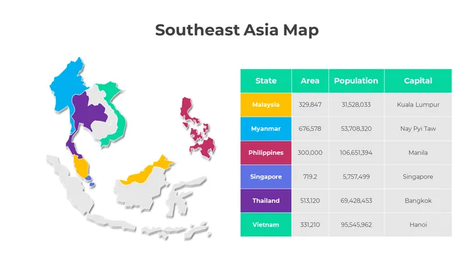 Asia Map With Countries Outline Bundle Free Powerpoint