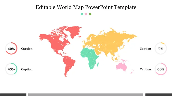 World Map Of The 7 Continents Powerpoint Design Template