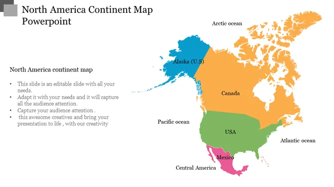 Us And Canada Map Powerpoint Free Canada Map Google Slides Themes