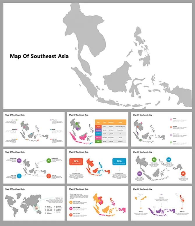 South East Asia Editable Continent Map With Countries